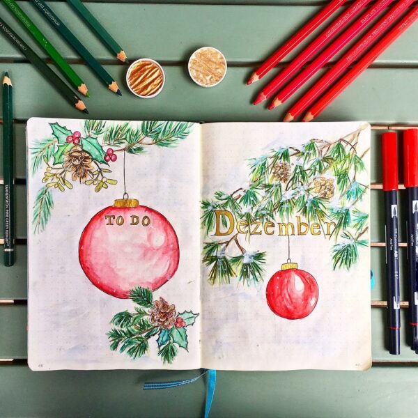 34 Stunning Christmas December Bullet Journal Ideas - The Planner Addict