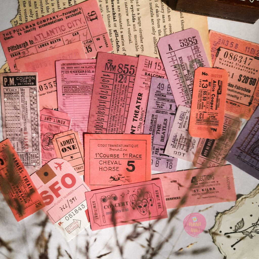 Vintage Stickers - Ticket Shape for Journal {40 Nos} - The Planner Addict