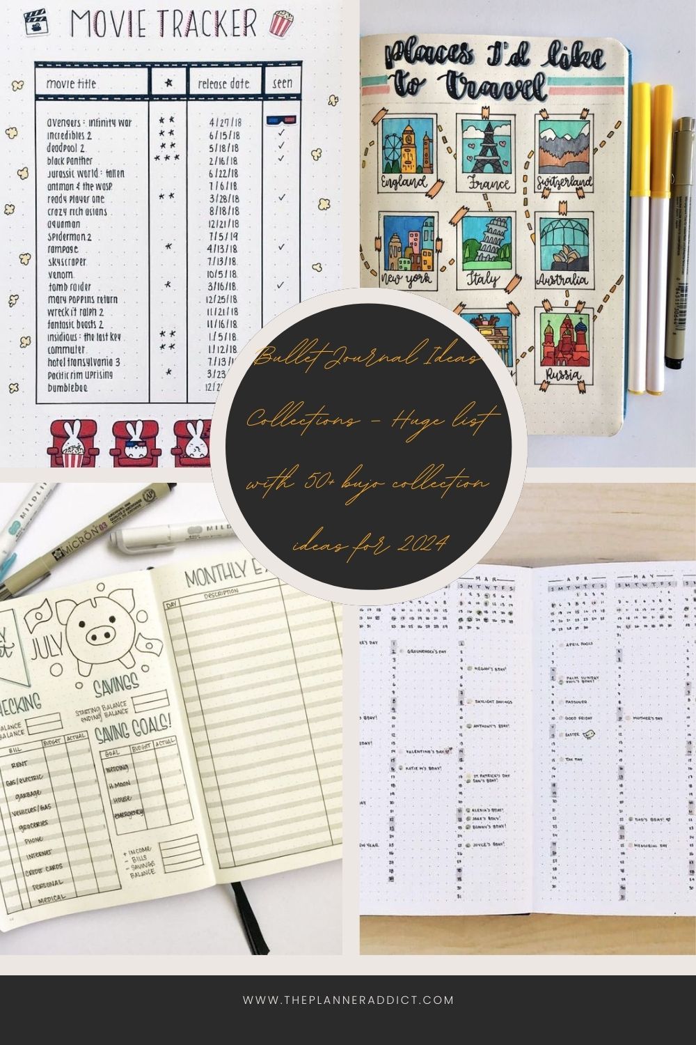 Bullet Journal Ideas Collections – Huge list with 50+ bujo collection ...